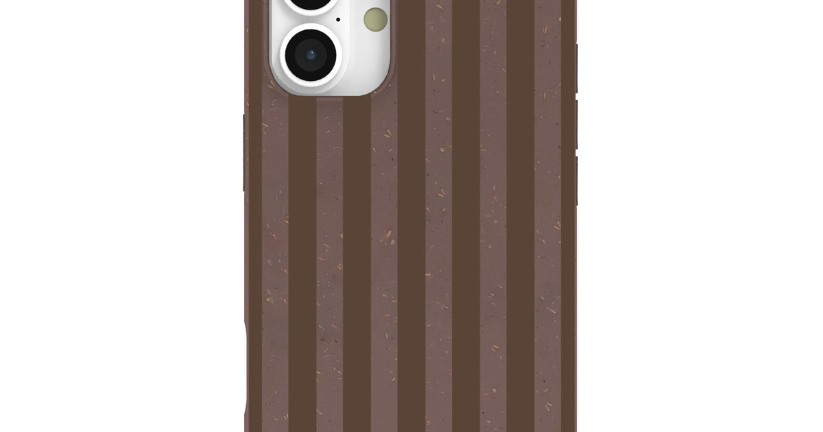 Chocolate Brown Cocoa Stripes iPhone 16 Plus Case – Pela Case