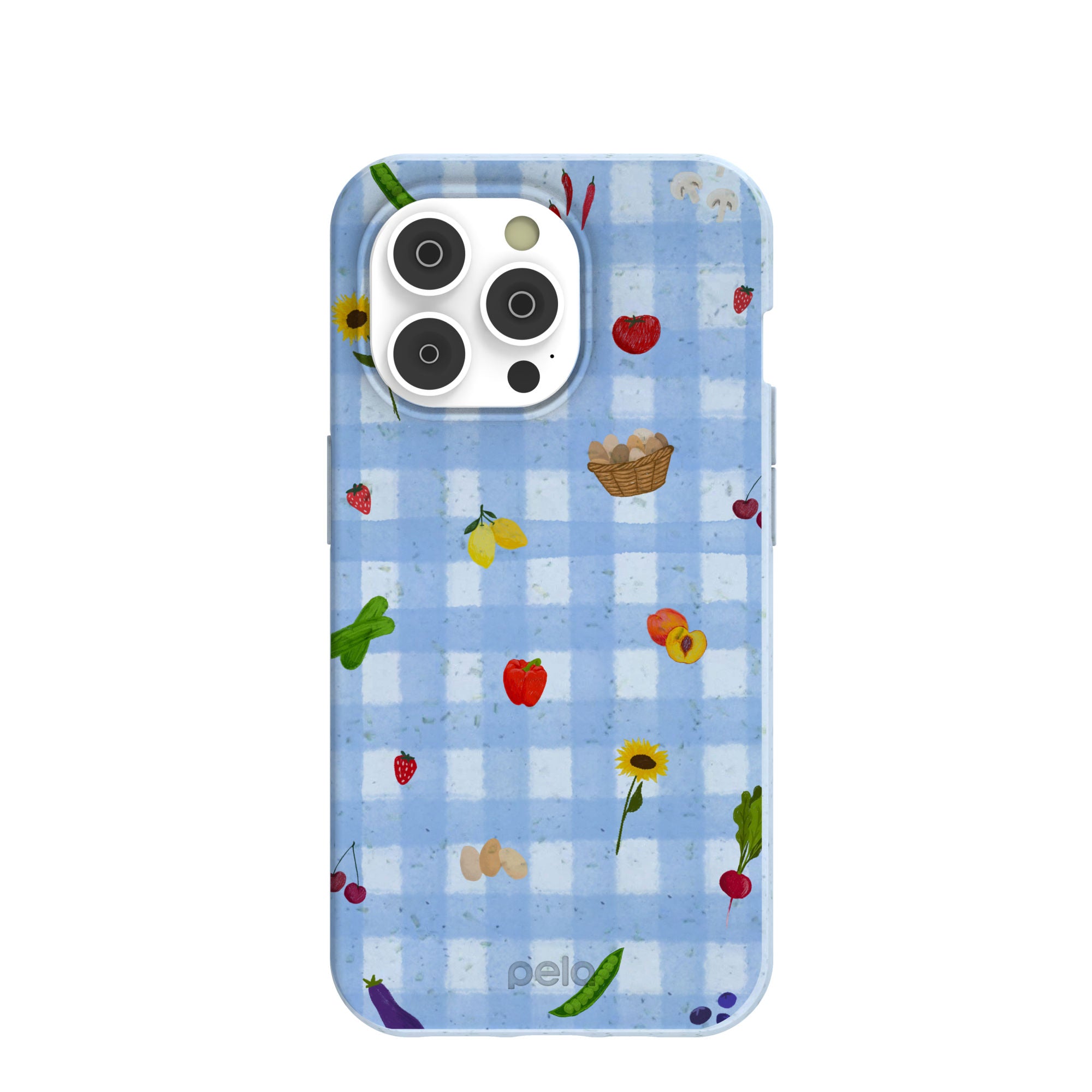 Powder Blue Gingham Farmhouse iPhone 14 Pro Case – Pela Case